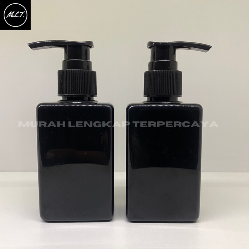 Jual BOTOL PUMP 100ML KOTAK BOTOL PET 100 ML BOKO HITAM BLACK TUTUP PUMP LOTION PET PLASTIK ...