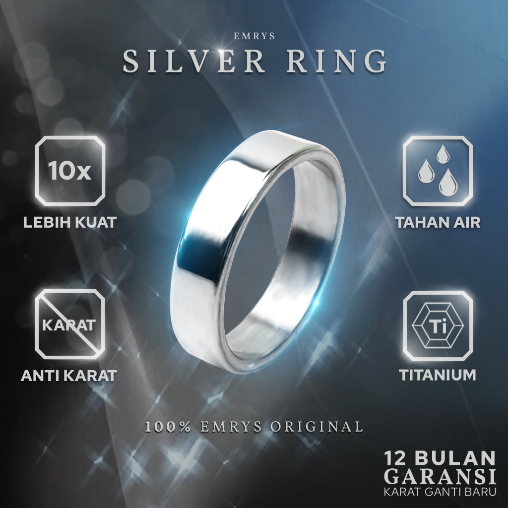 Jual BUY 1 FREE 1 GIFT Emrys Simple Ring SILVER RING Real Titanium Anti ...