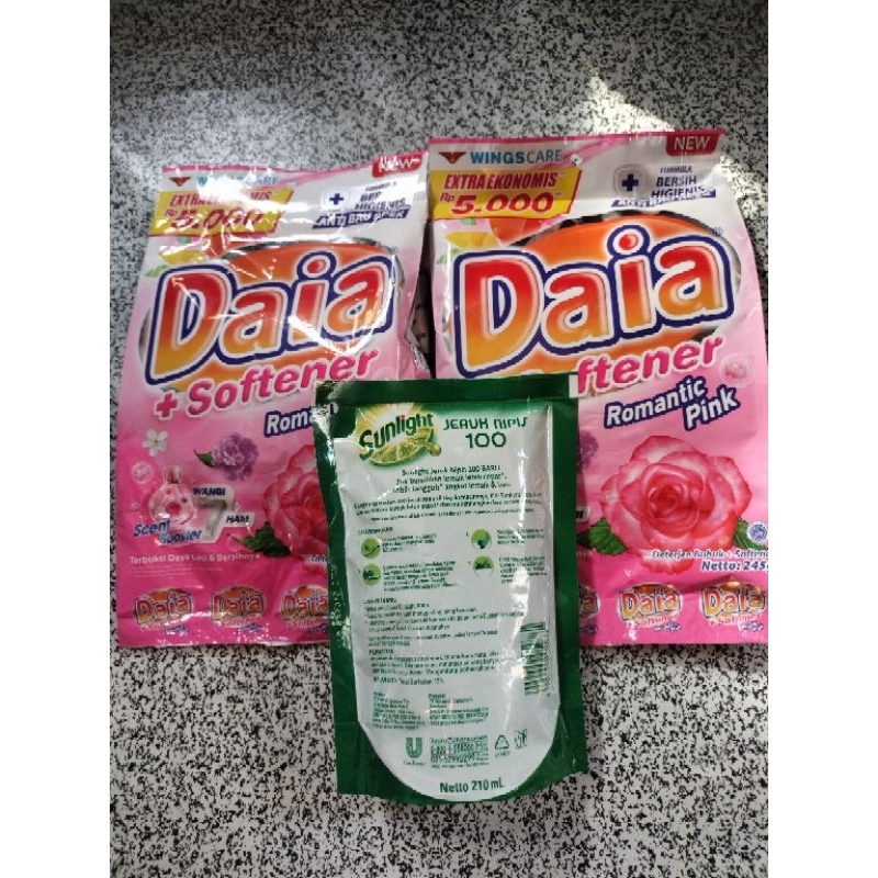 Jual Paket Sabun Daia 245gr (2pcs) & Sunlight 210ml (1pcs) | Shopee ...