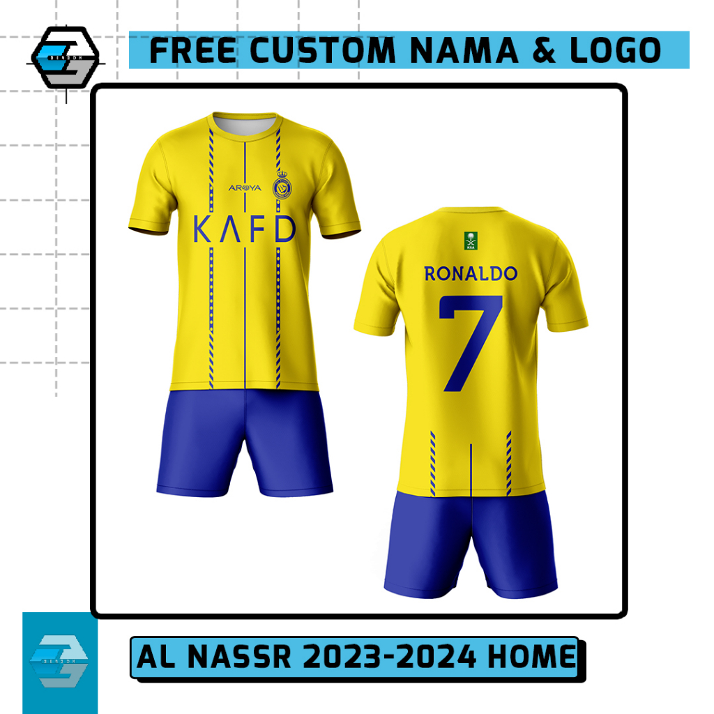 Jual Baju Kaos Tshirt Jersey Al Nassr Team Ronaldo Sepak Bola Home 2023