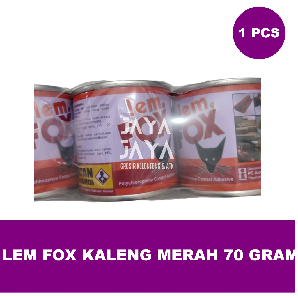 Jual LEM FOX KALENG MERAH 70 GRAM Aplikasi: Kulit, Karet, Kayu, HPL ...