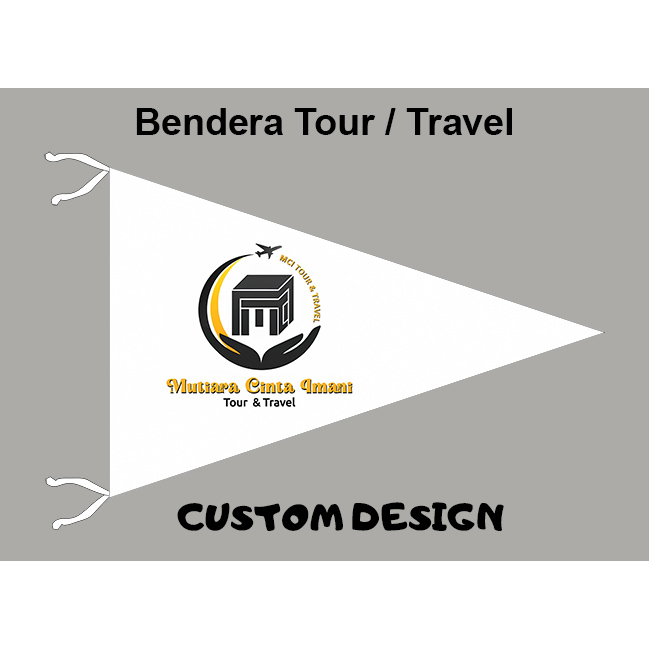Jual Bendera Tour Guide / Bendera Travel Segitiga CUSTOM DESIGN 2 sisi ...