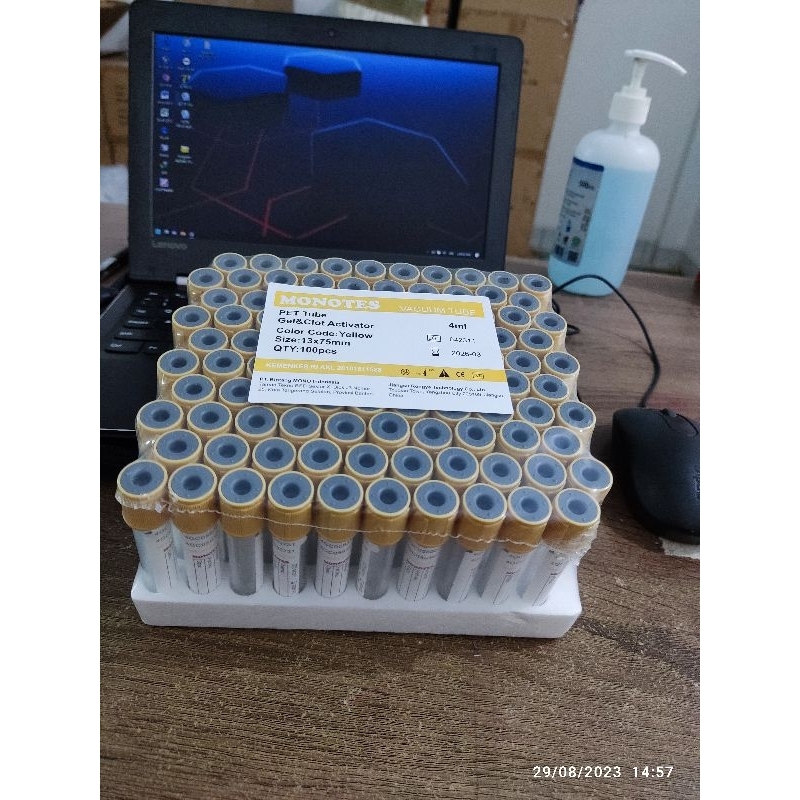 Jual monotes gel & clot activator 4ml pet | tabung darah | tabung ...