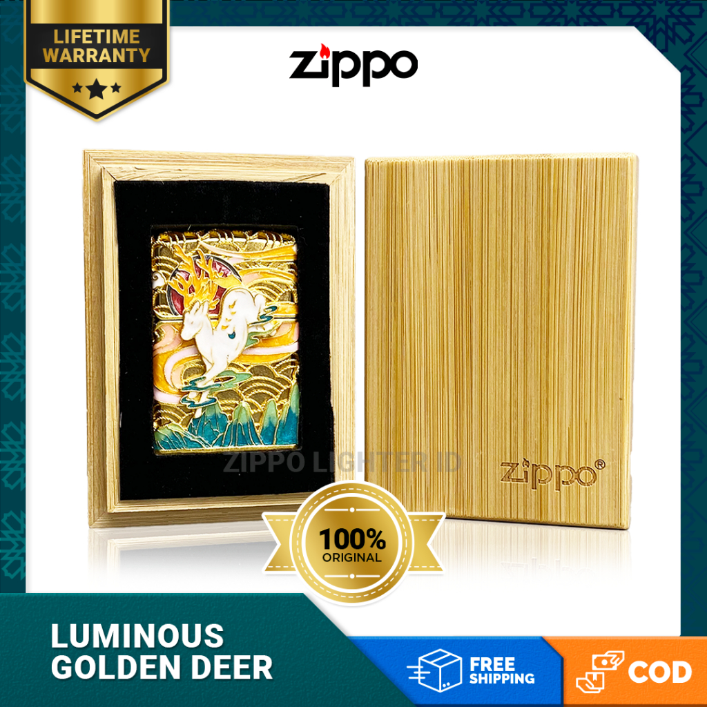 Jual Korek Api Zippo Luminous Golden Deer | Shopee Indonesia