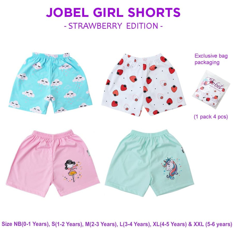 Jual PROMO Jobel Shorts (Celana Pendek) Girl Strawberry Edition 0-5Thn ISI (1PCS) | Shopee Indonesia