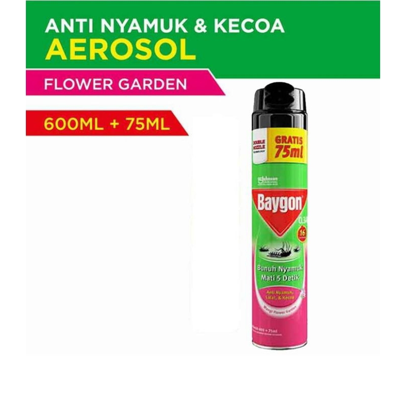 Jual BAYGON AEROSOL PEMBASMI NYAMUK FLOWER GARDEN 600+75ML | Shopee Indonesia