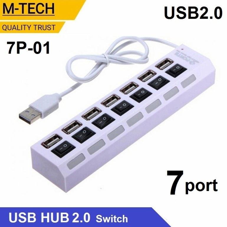 Jual Usb A 2.0 hub m-tech 7 port switch off on 480Mbps 7p-01 - Terminal ...
