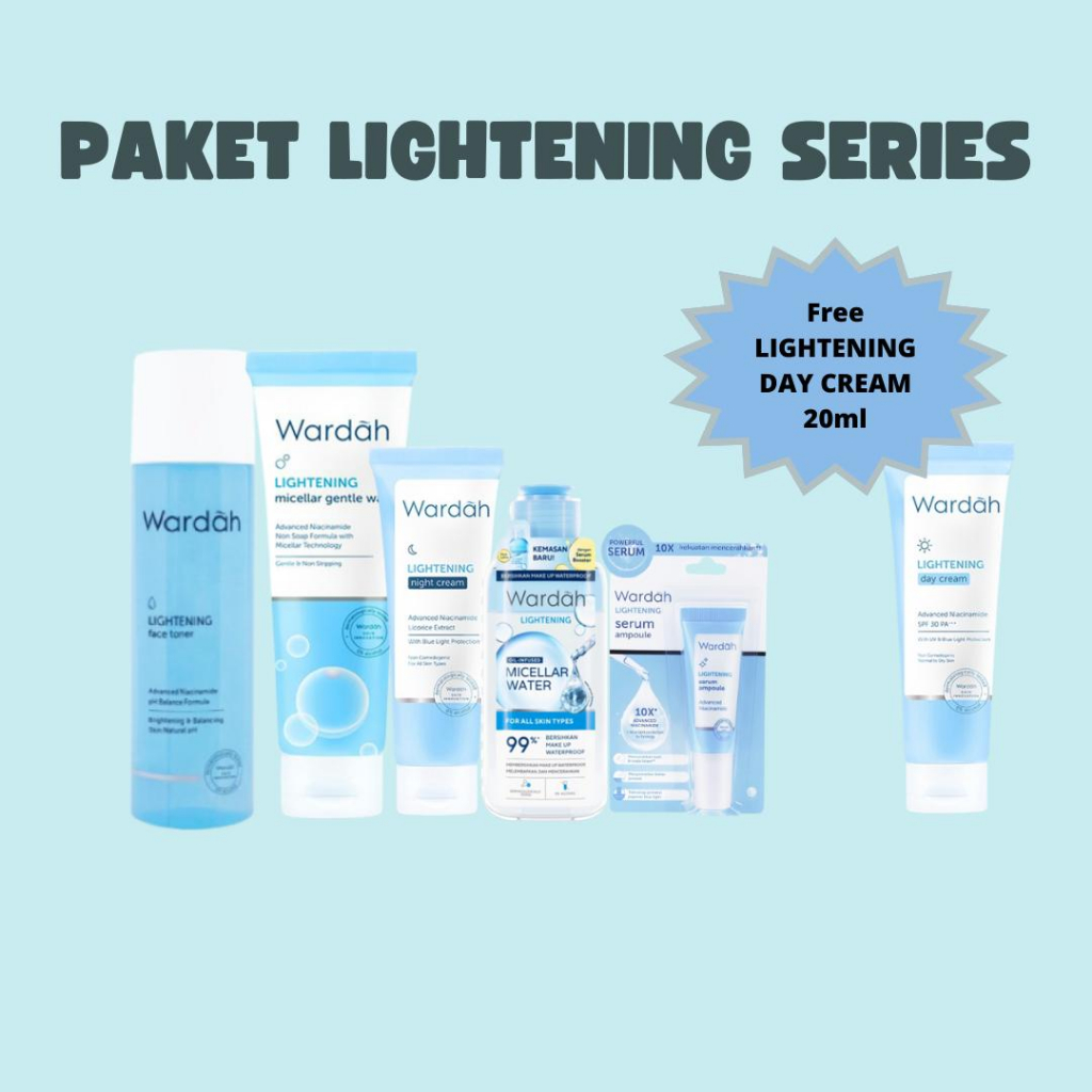 Jual (FREE LIGHTENING TONER 125ML) PAKET WARDAH LIGHTENING SERIES ...