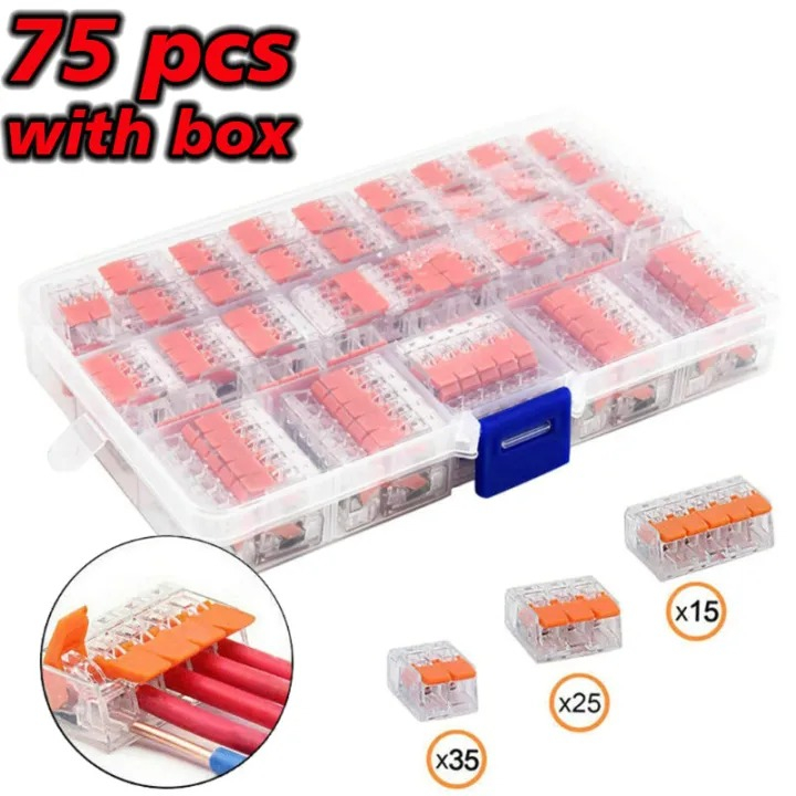 Jual 75pcs Terminal Blok Konektor Box 2/3/5 Port - PCT penghubung kabel connector 212/213/215 ...