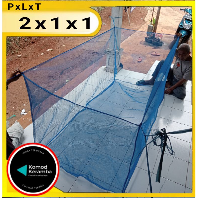 Jual keramba ikan 2x1x1 jaring waring polinet biru kerambah karamba ...