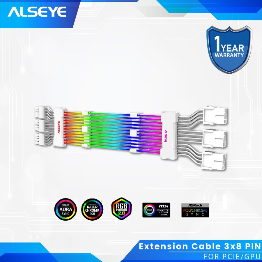 Jual Alseye Extension Cable PCIE VGA Card 3x8 Pin ARGB | Shopee Indonesia