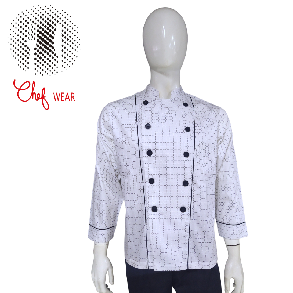 Jual Chef Wear PANAMA Baju Koki LS Putih Square Piping | Shopee Indonesia