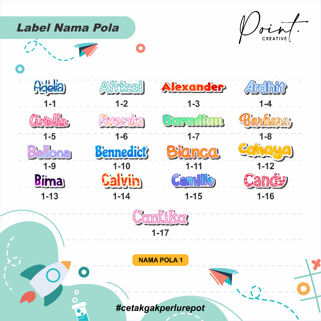 Jual POINT | Sticker Stiker Label Nama Anak Custom | Label Pensil ...