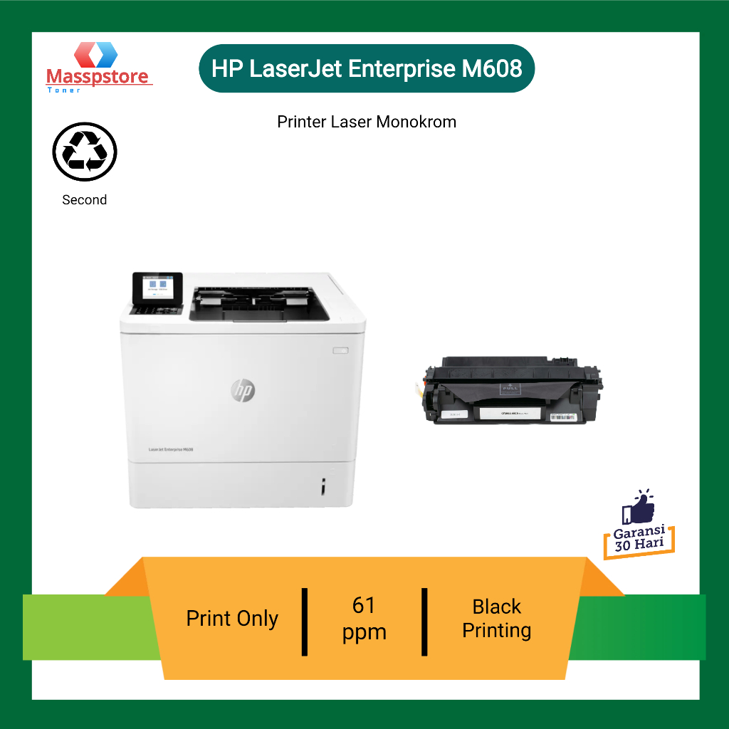 Jual Printer Hp LaserJet Enterprise M608 Printer Laser Monokrom hitam ...