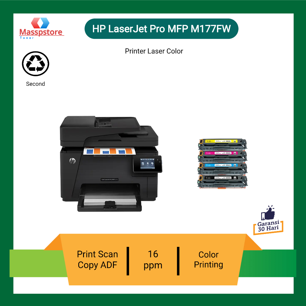 Jual Mesin Foto Copy Printer Hp LaserJet Pro mfp m177fw Printer Laser Color Print Scan Copy ADF ...