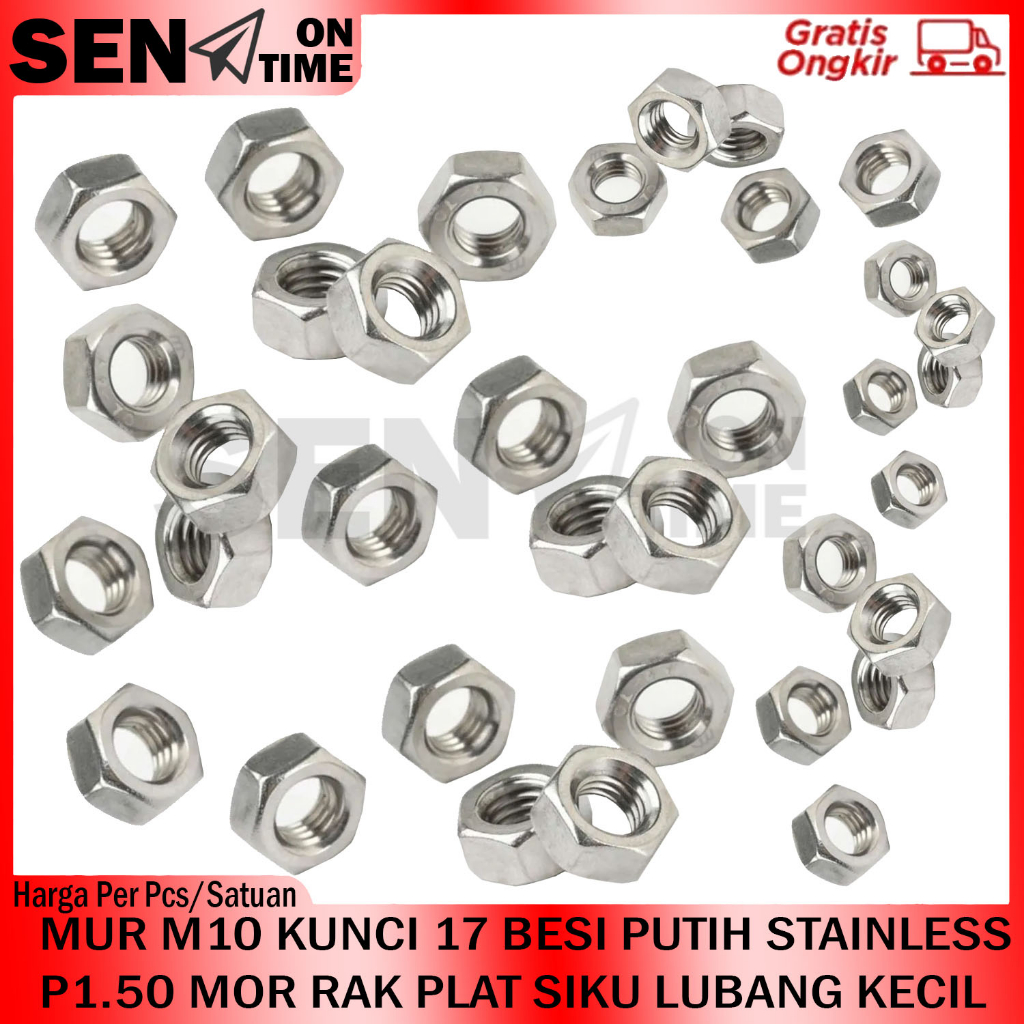 Jual MUR M10 KUNCI 17 P1.50 BESI PUTIH MOR RAK PLAT PELAT SIKU LUBANG ...