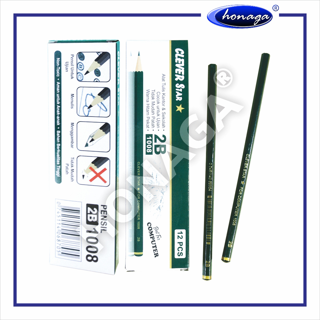 Jual Pensil Clever star 2B 1008 hijau (144 Biji) | Shopee Indonesia