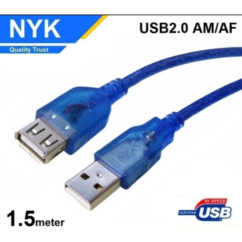 Jual NYK Kabel Sambungan USB 1,5m male to female Extetion Cable 1,5 ...