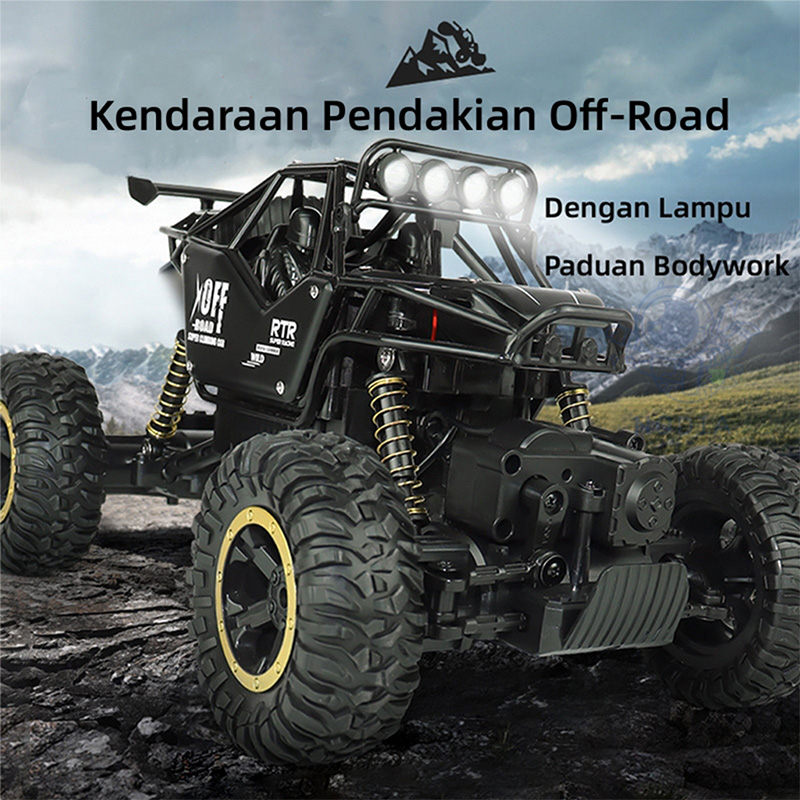 Jual 1:18 Mainan Mobil Remote Control Off-Road 2WD Powerful Alloy Climbing Car RC Rock Crawler ...