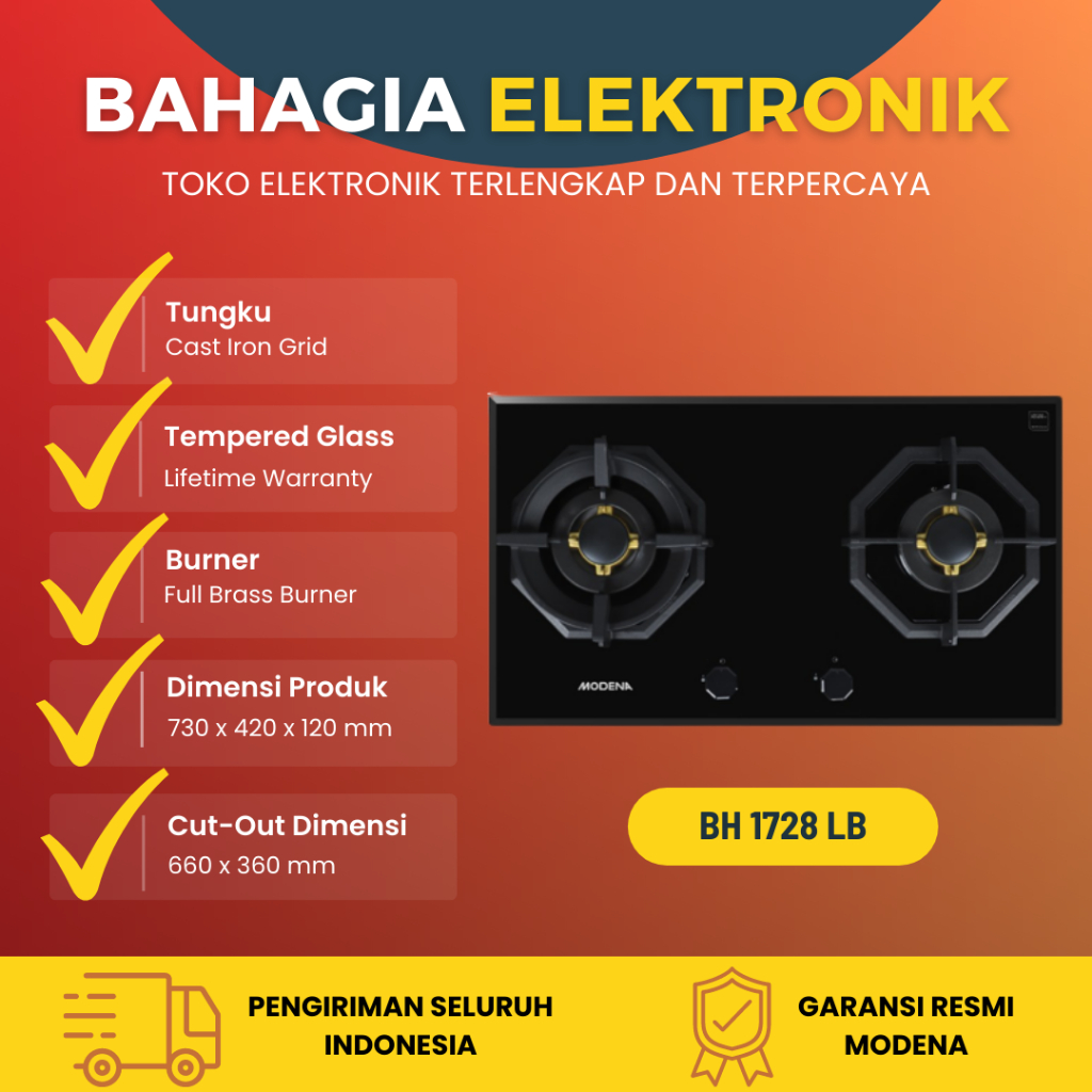 Jual Modena BH 1728 LB - kompor tanam full kuningan | Shopee Indonesia