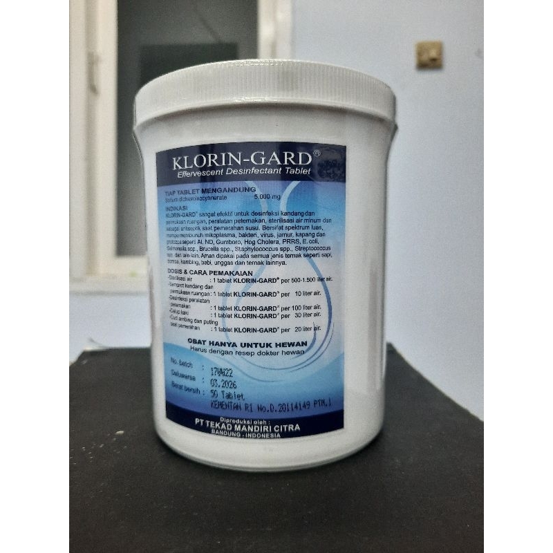 Jual KLORIN-GARD/Desinfektan/Penjernih Air/1 Pot isi 50 tablet ...