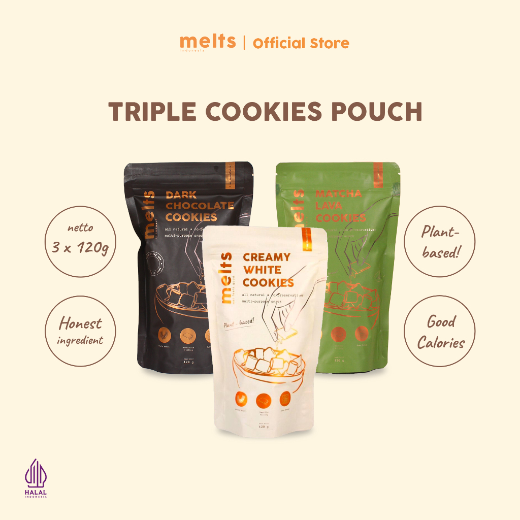 Jual Melts Cookies - Bundle 3 Pouch | Snack Kukis Sereal Cokelat Matcha ...