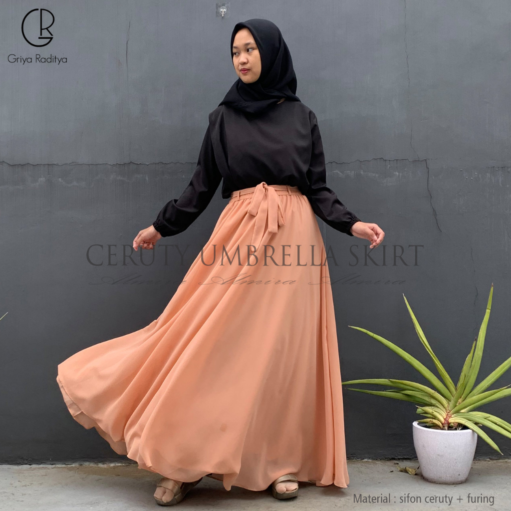 Jual Rok Sifon Panjang Model Payung Lebar Chiffon Ceruty Umbrella Skirt ...