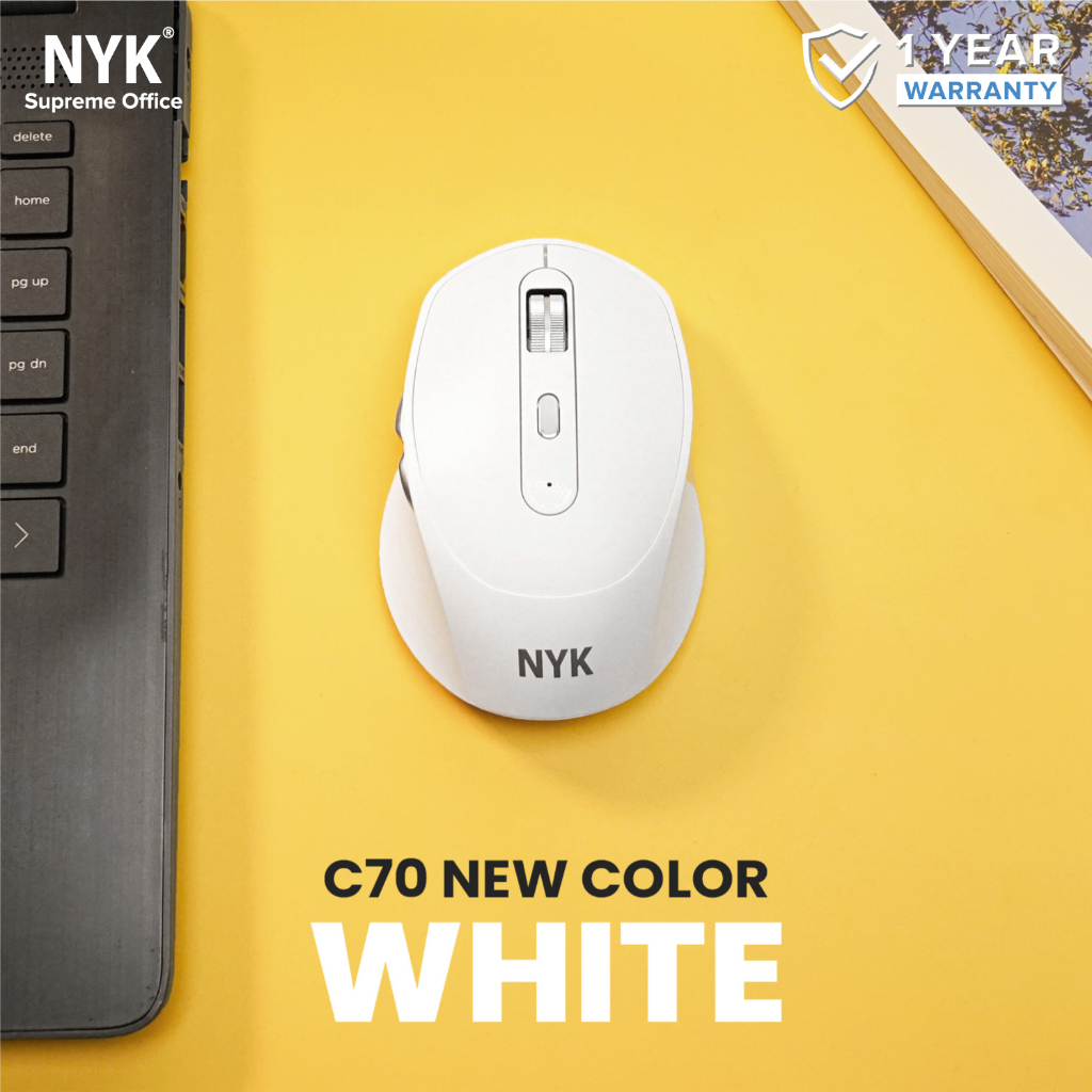 Jual NYK Mouse C70 Silent Click Bluetooth Wireless White Rechargeable ...