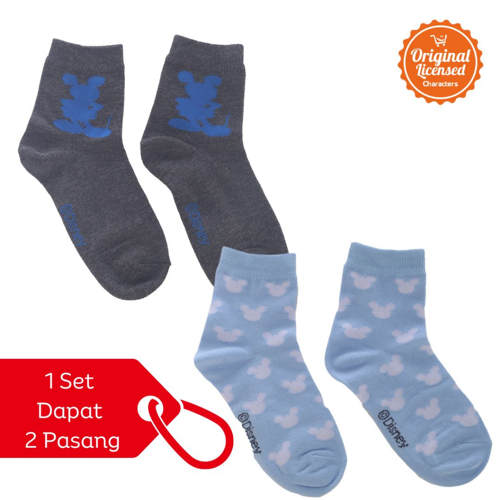 Jual Kaos Kaki Anak Disney Mickey Mouse Isi 2 (Blue & Grey) | Shopee ...