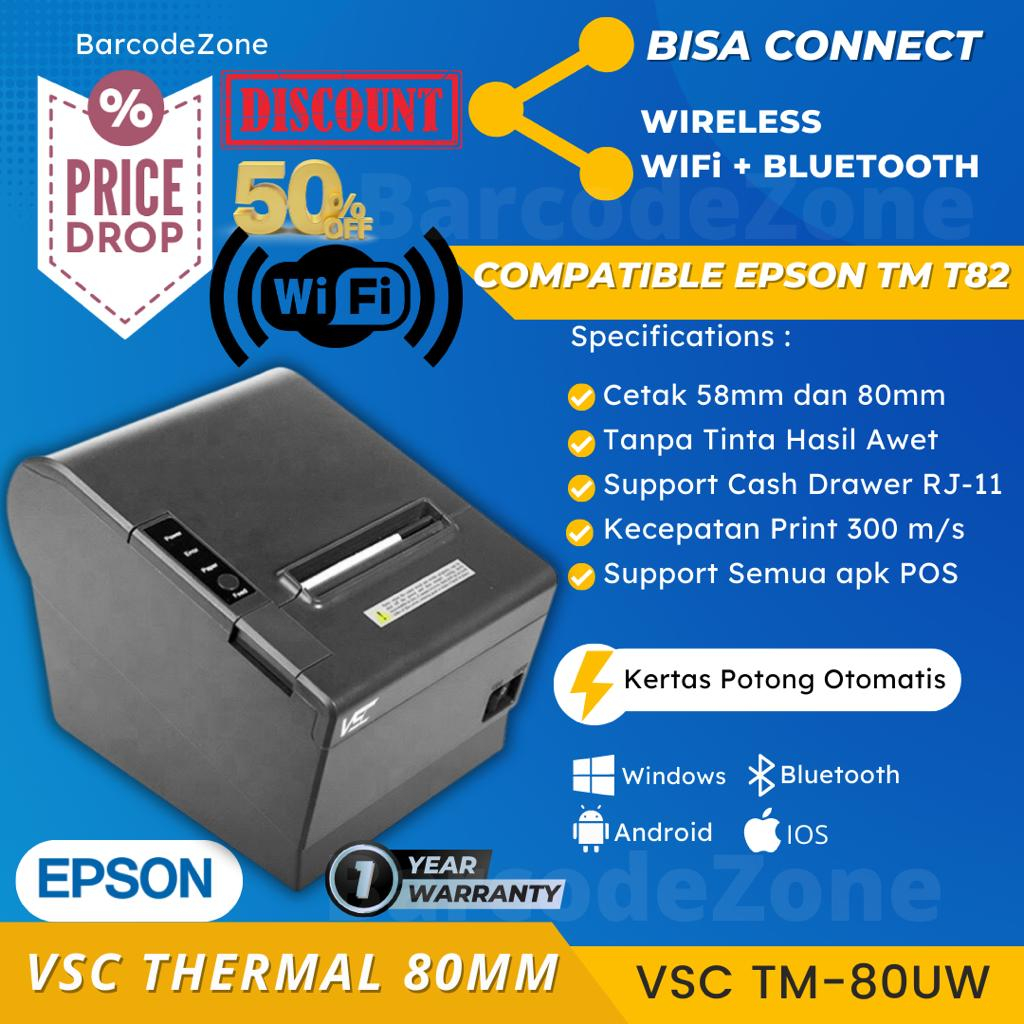 Jual PRINTER THERMAL WIFI BLUETOOTH 80MM VSC TM-80UW KASIR ANDROID IOS ...