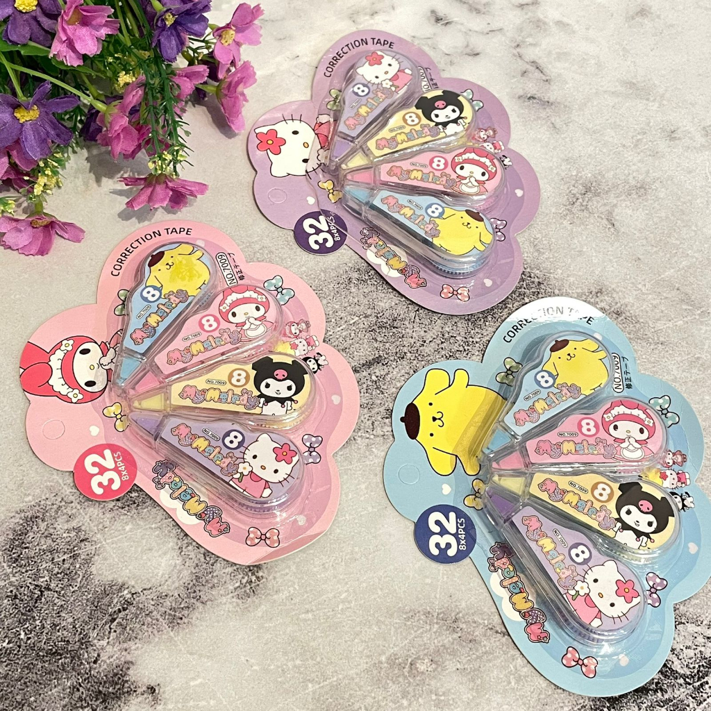 Jual Correction Tape 4 in 1 Isi Tip ex 4 pcs - MOTIF SANRIO FRIENDS ...