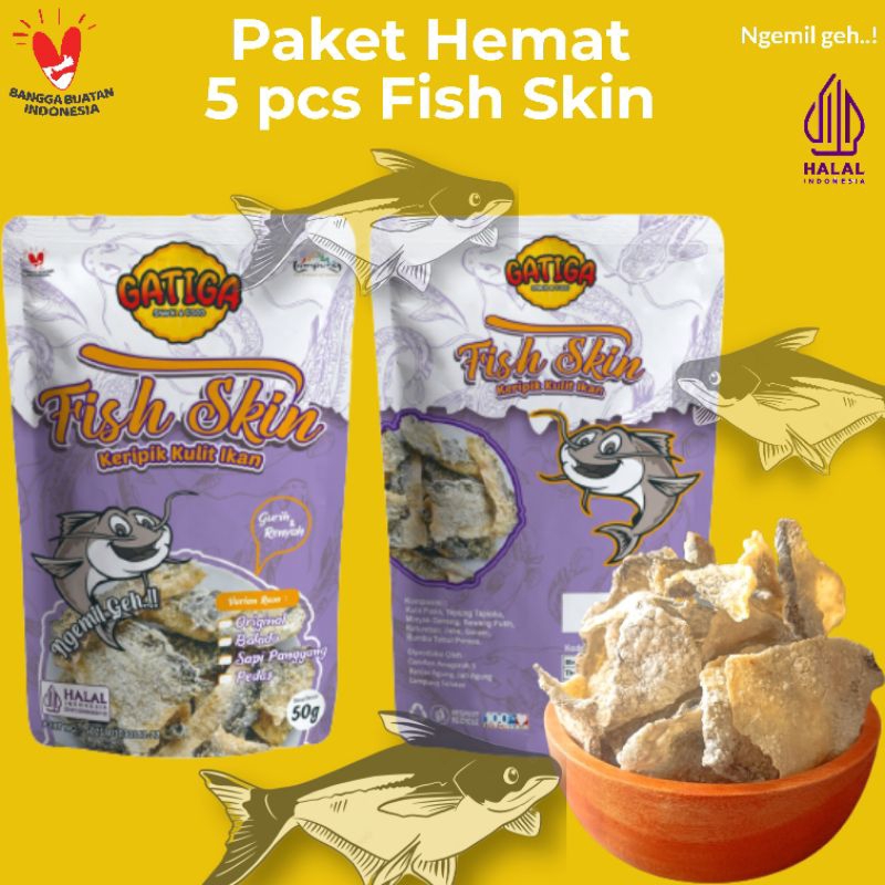 Jual Paket Hemat 5 pcs Fish Skin Chips Gatiga Snack - Keripik Kulit ...