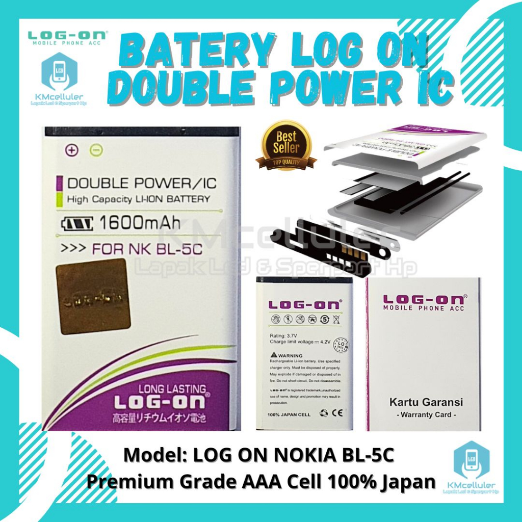 Jual BATTERY LOG ON NOKIA BL-5C-3650-1100-6630-6822-7610-N70-N71-N72-N-GAGE BATRE DOUBLE POWER ...