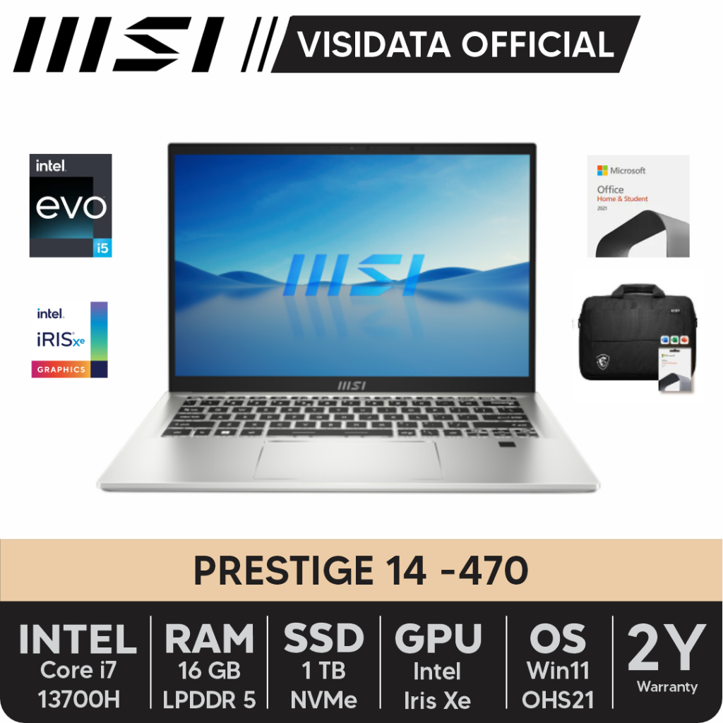 Jual MSI Prestige 14EVO-470 Intel i7-13700H 16GB 1TB 14" FHD+ Iris OHS ...