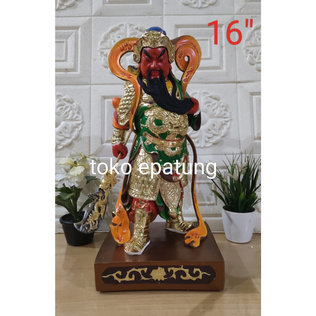 Jual patung dewa kwan kung / kwan kong -16 inch fiber - 5 bendera (l ...