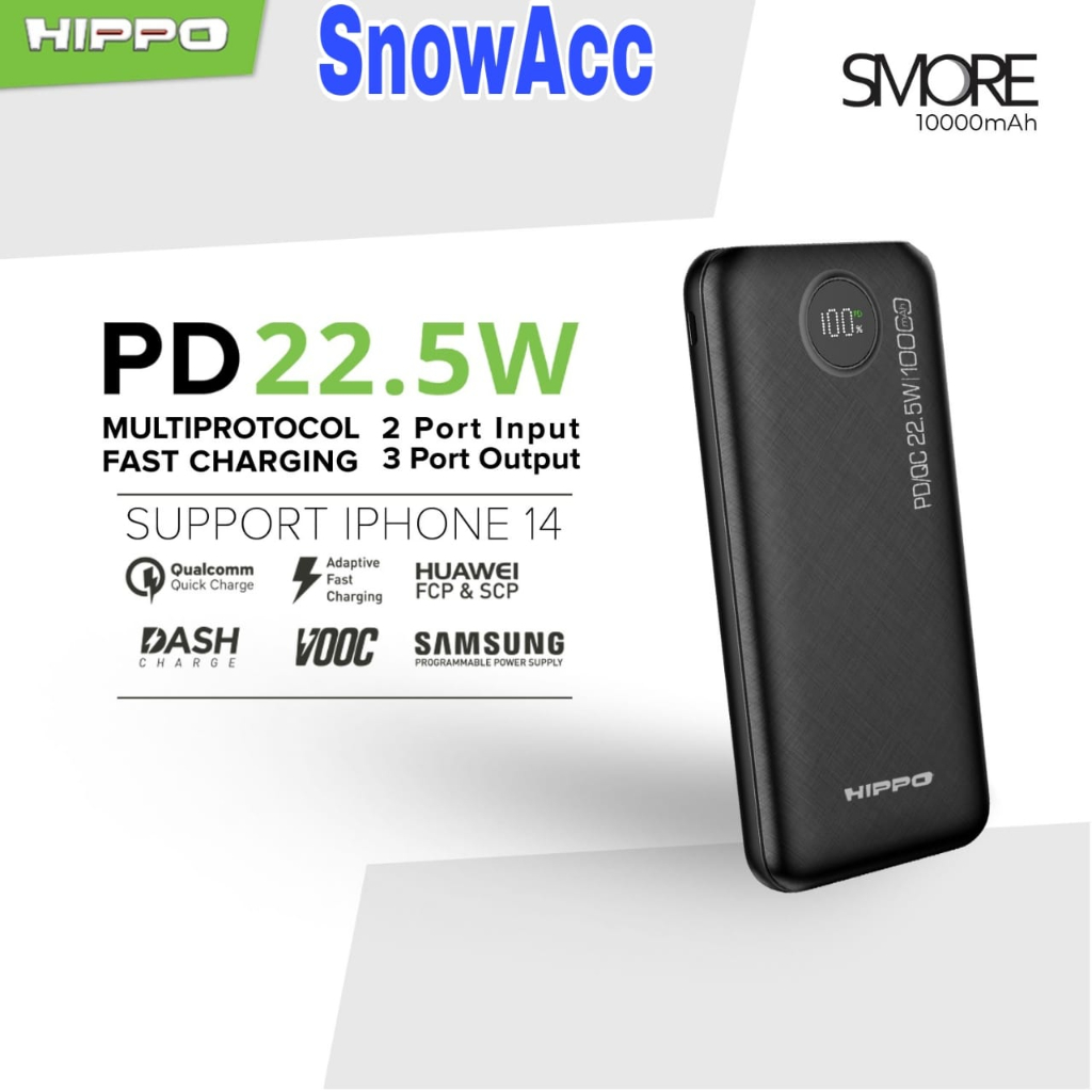 Jual Hippo Power Bank SMORE 10000mAh PD 22.5W Fast Charging 3 Port Out ...