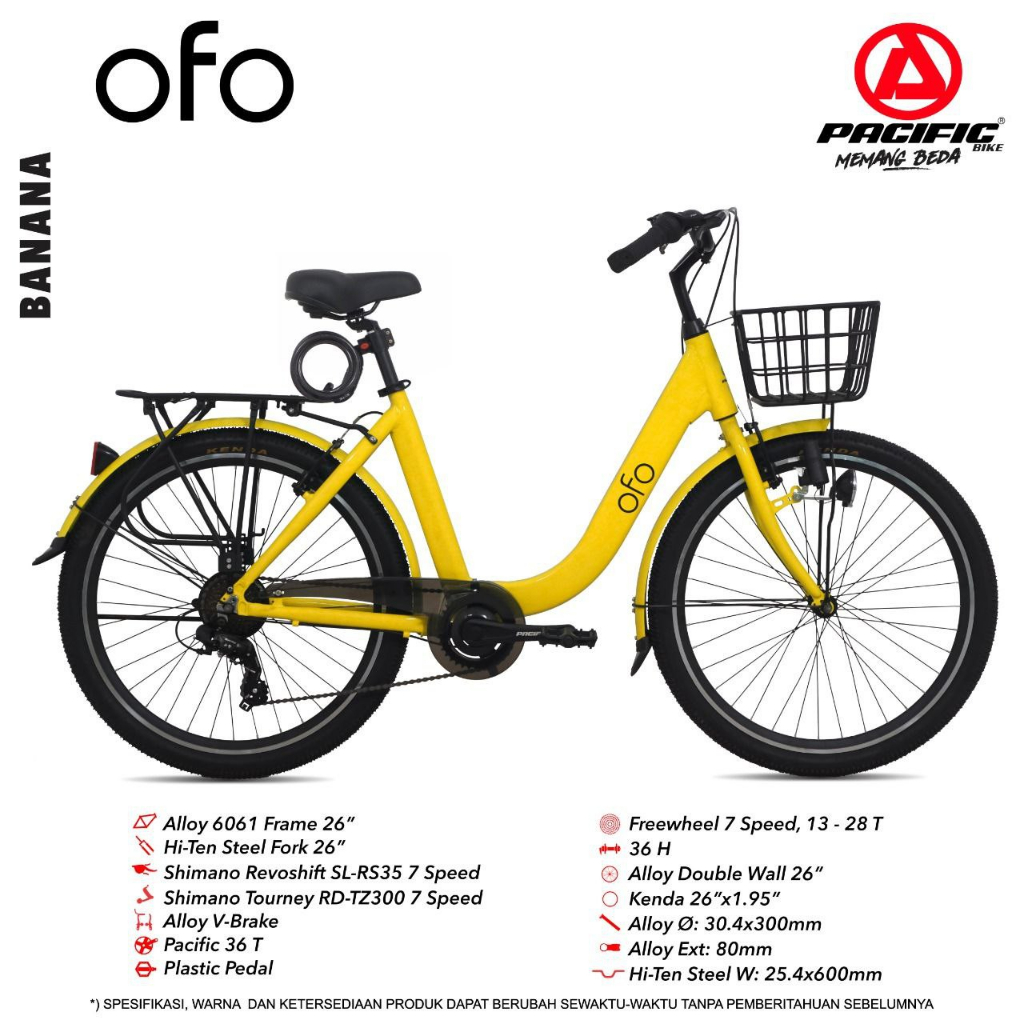 Jual Sepeda Mini Pacific OFO 26 Inch Sepeda Kota 7 Speed | Shopee Indonesia