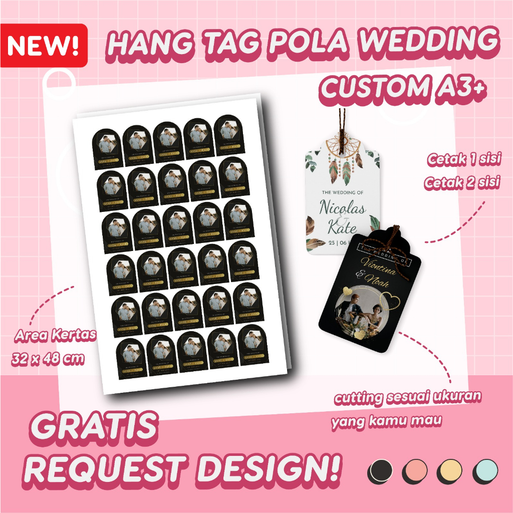 Jual Kartu Ucapan Souvenir Pernikahan Custom Pola A3 Hang Tag Souvenir ...