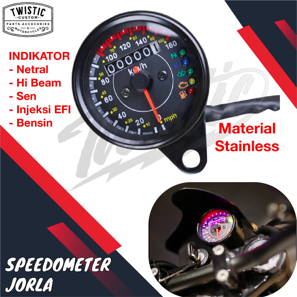 Jual Speedometer Analog Jorla Motor Injeksi Caferacer Bobber Universal ...