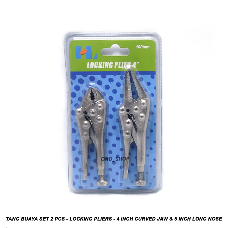 Jual Tang Buaya Set 2 Pcs - Locking Pliers - 4 Inch Curved Jaw & 5 Inch ...