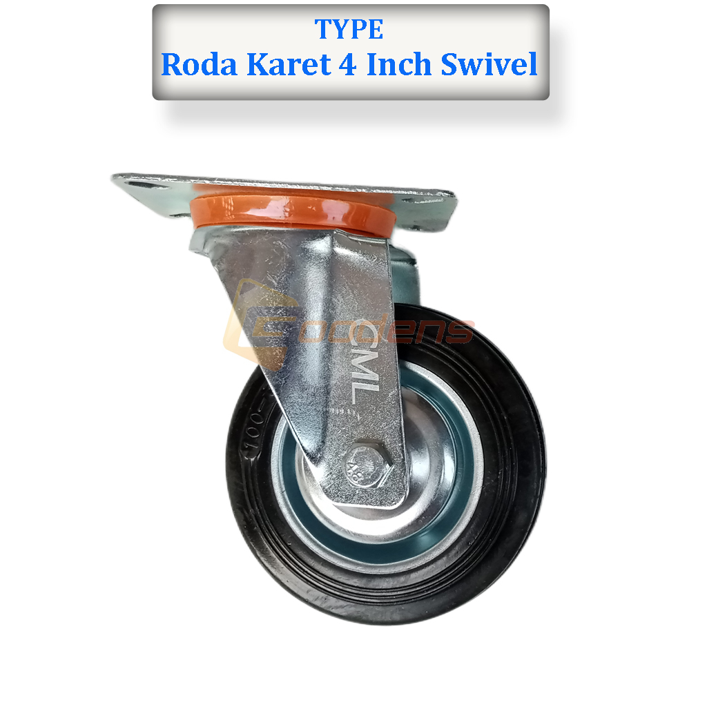 Jual Roda Karet 4 Inch Hidup Roda Caster Roda Gepeng | Shopee Indonesia