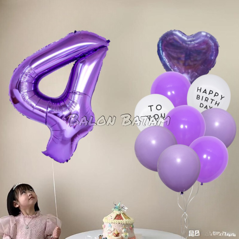 Jual Paket Balon angka 80cm Ungu 9pcs | Shopee Indonesia