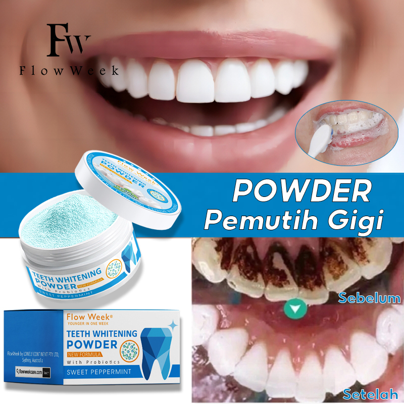 Jual Flowweek Teeth Whitening Powder Pemutih Gigi Pembersih Karang Gigi ...