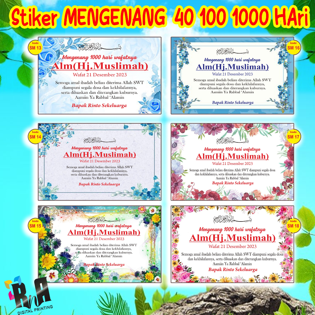 Jual Kartu Ucapan Tahlil Mengenang 40-100-1000 hari / PRINT STIKER ... Jual Kartu Ucapan Tahlil Mengenang 40-100-1000 hari / PRINT STIKER ...