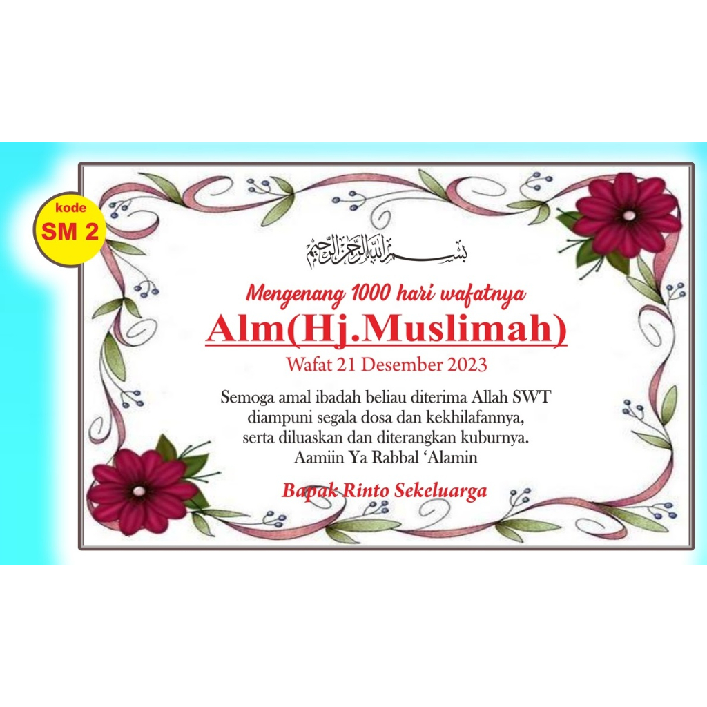 Jual Kartu Ucapan Tahlil Mengenang 40-100-1000 hari / PRINT STIKER ...