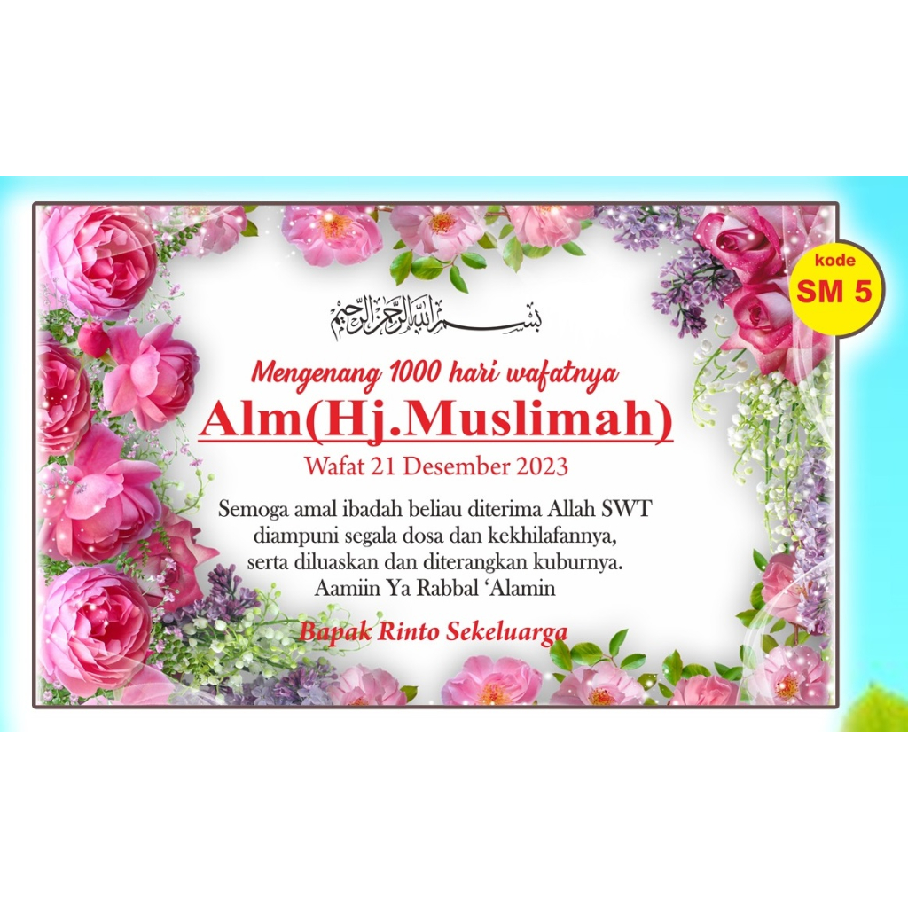 Jual Kartu Ucapan Tahlil Mengenang 40-100-1000 hari / PRINT STIKER ...