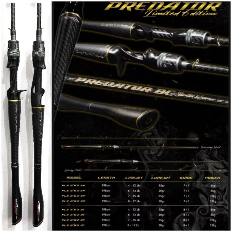 Jual joran daido predator limited series 662 spinning & baitcasting ...