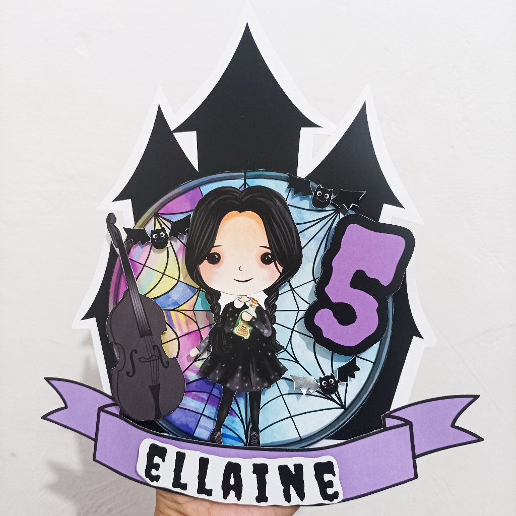 Jual Topper 3D Wednesday Addams Hiasan Kue Ulang Tahun - Custom Nama ...