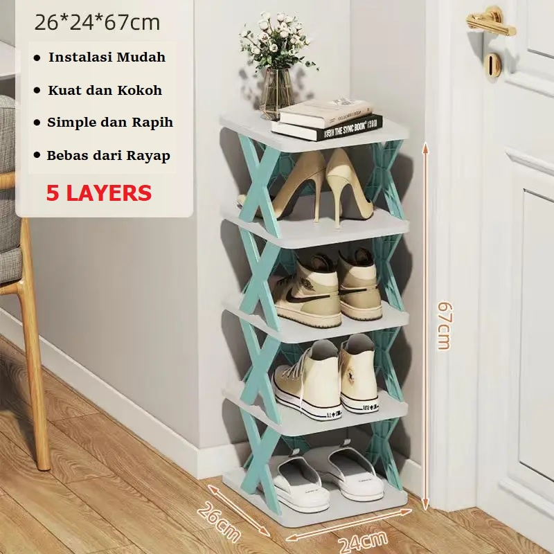 Jual Rak Sepatu 5 Tingkat Model X Anti Rayap / Rak Sepatu Serbaguna 5 ...