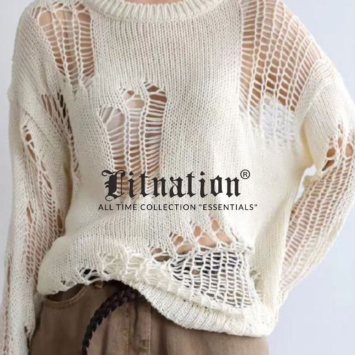 Jual Juri ripped sweater bahan rajut tebal | Shopee Indonesia